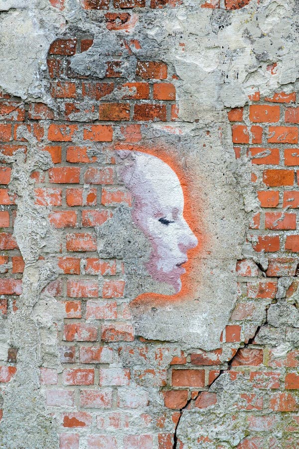 Female Face Graffiti on the Wall Stock Illustration - Illustration of ...