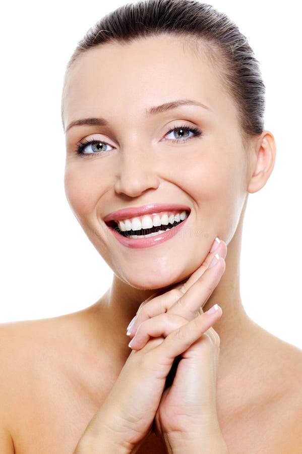 Female Face with the Healthy Withe Smile Stock Image - Image of body ...