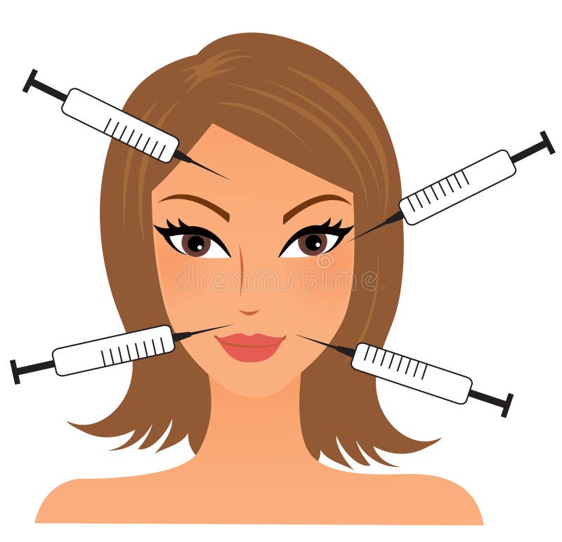 Female Face with Injections Stock Vector - Illustration of rejuvenation ...