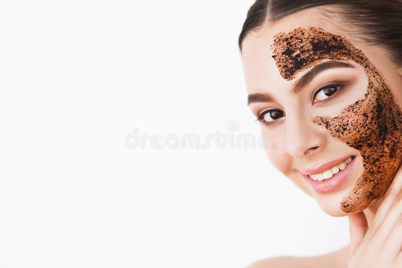 Female Face with Perfect Skin and Chocolate Mask Stock Photo - Image of ...