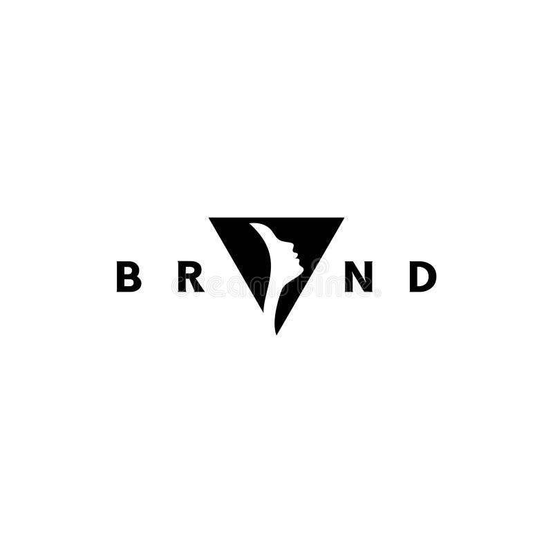 Female Face Silhouette in Triangle Logo Design Stock Vector ...