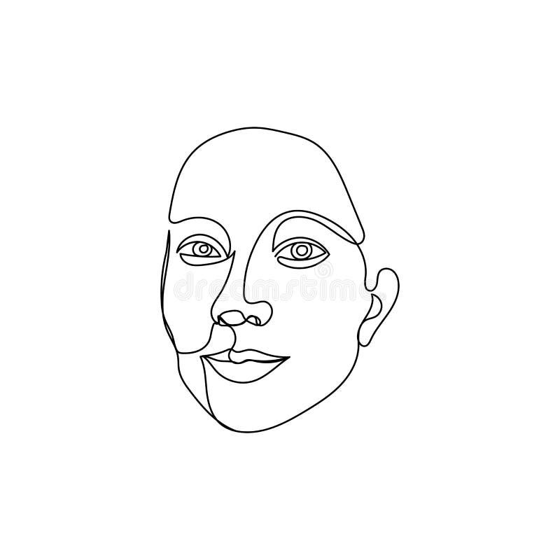 Female Face Single Line Drawing Portrait Of Young Beautiful Girl Stock