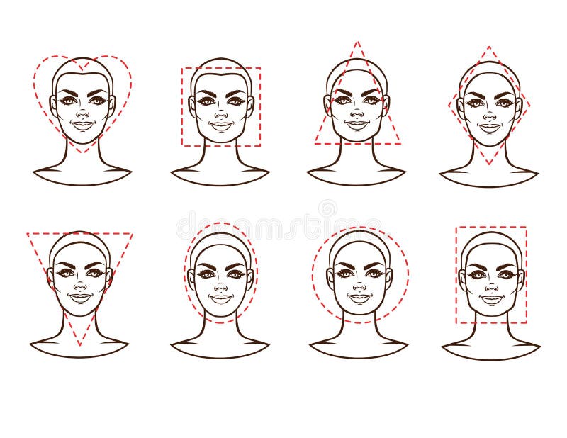 Female Face of Various Types of Appearance Stock Vector - Illustration ...