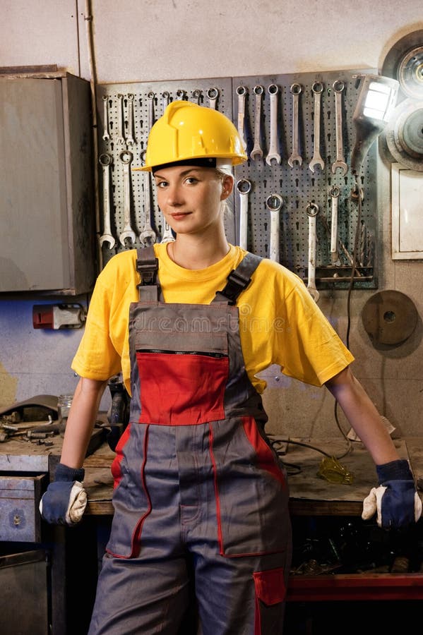 Female factory worker stock image. Image of indoors, break - 9762595