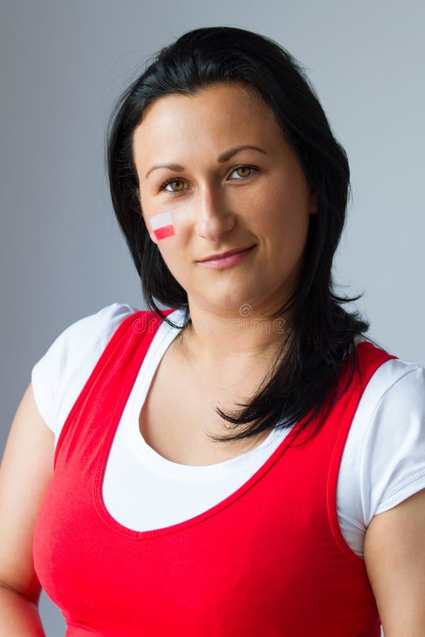 Female Fan Portrait of Polish Team Stock Image - Image of polish ...