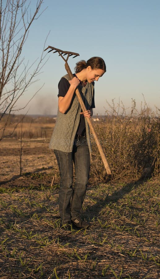 Female farmer with spade stock photo. Image of cultivation - 39832802