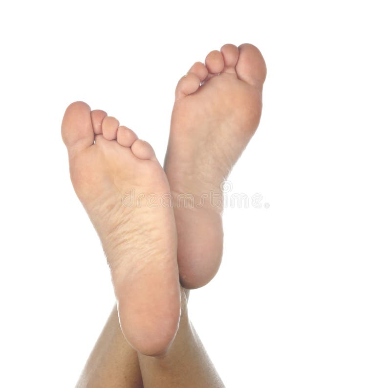 Female feet on white stock image. Image of heel, background - 26830437