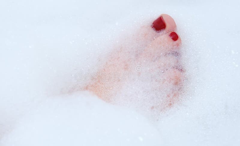 Female Feet Closeup in Soapy Foam Stock Photo - Image of clean, foot ...