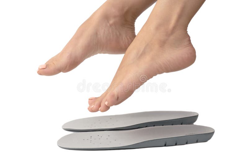 Female Feet and Insoles Isolated on a White Background Stock Image ...