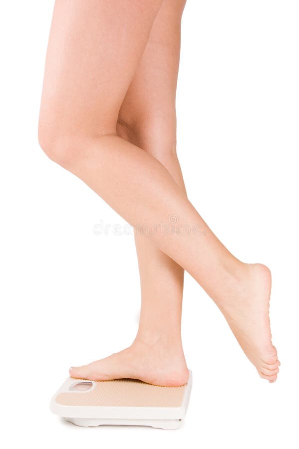 Female Feet on Scales Isolated Stock Image - Image of copy, kilogram ...