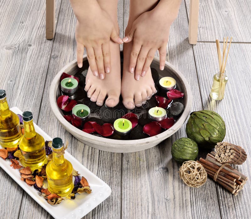 Female Feet at Spa Salon on Pedicure Procedure Stock Image - Image of ...
