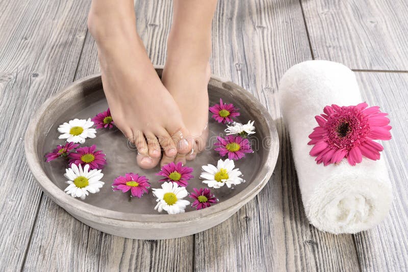 Female Feet at Spa Salon on Pedicure Procedure Stock Photo - Image of ...