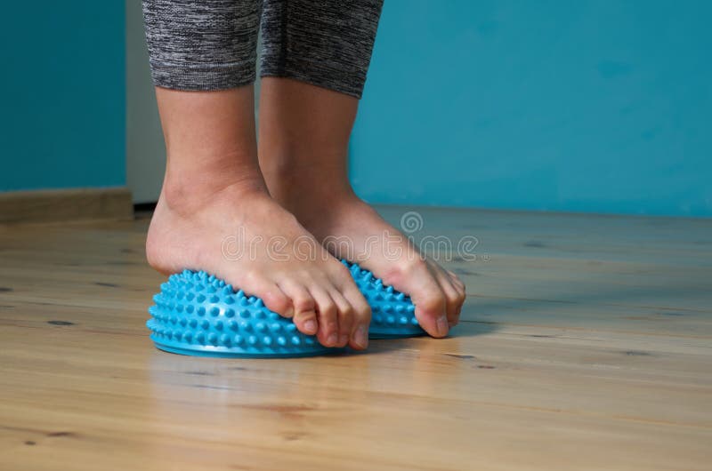 Female Feet Touching Massage Ball Stock Image - Image of muscle ...