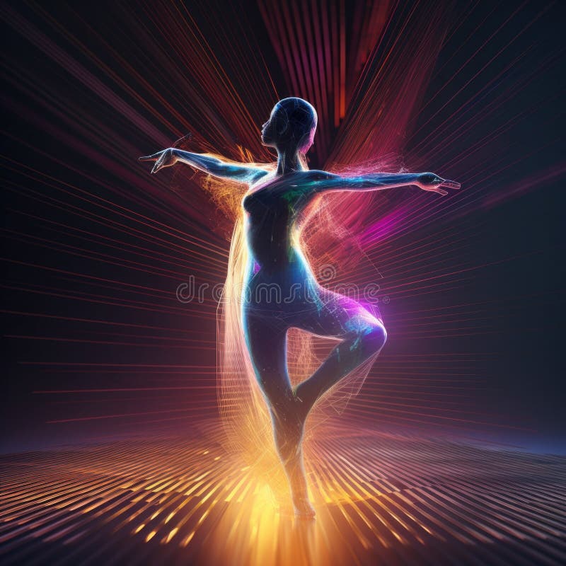 Female Figure Dancing in Front of Abstract Background - Made with ...