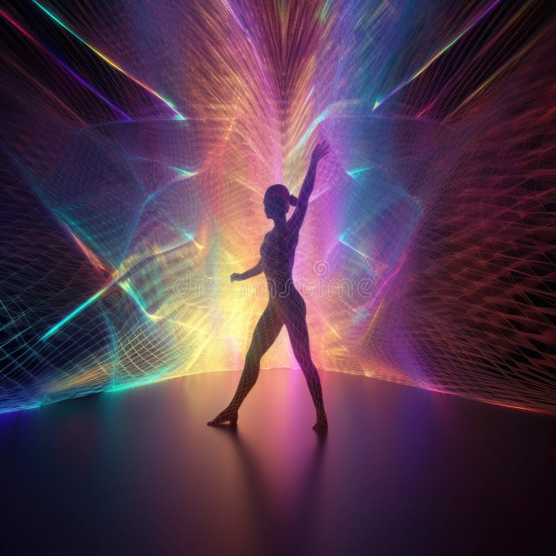 Female Figure Dancing in Front of Abstract Background - Made with ...