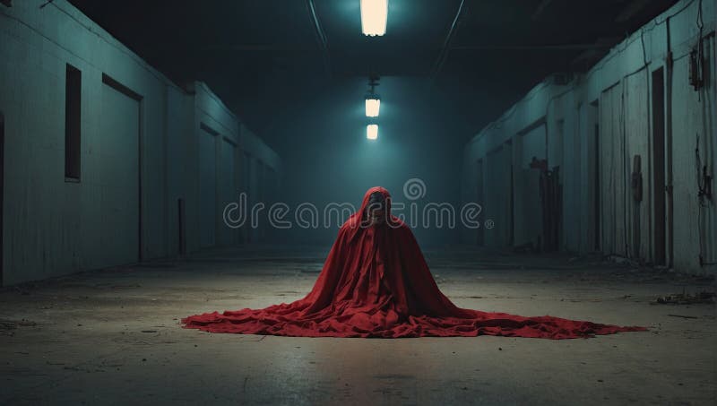 Female Figure Kneeling in the Center of an Empty Street Stock ...