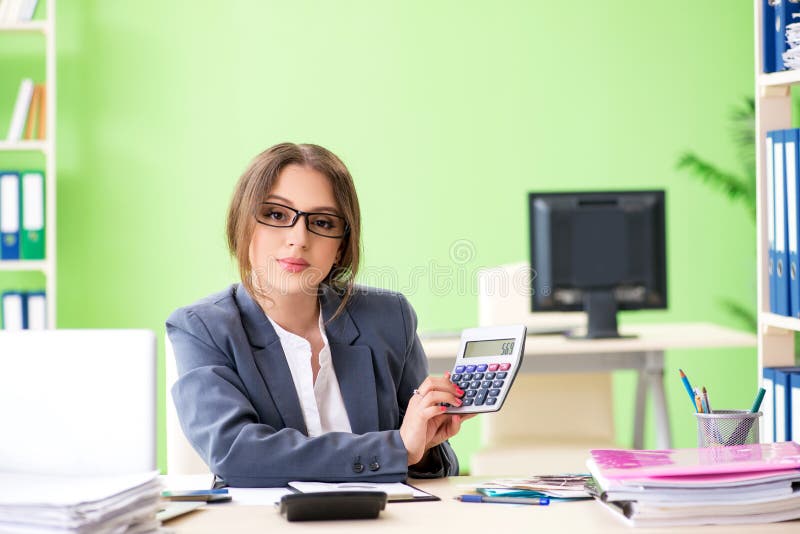 The Female Financial Manager Working in the Office Stock Photo - Image ...