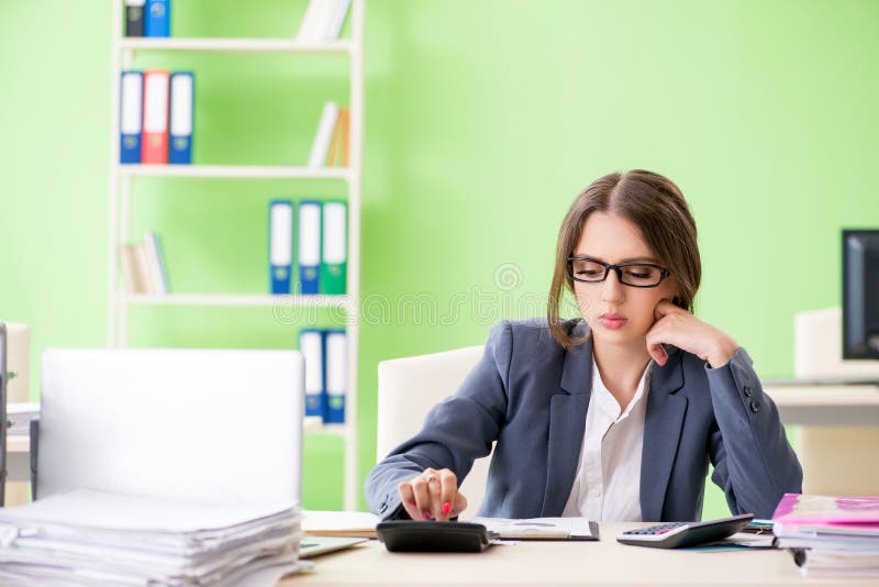 The Female Financial Manager Working in the Office Stock Photo - Image ...