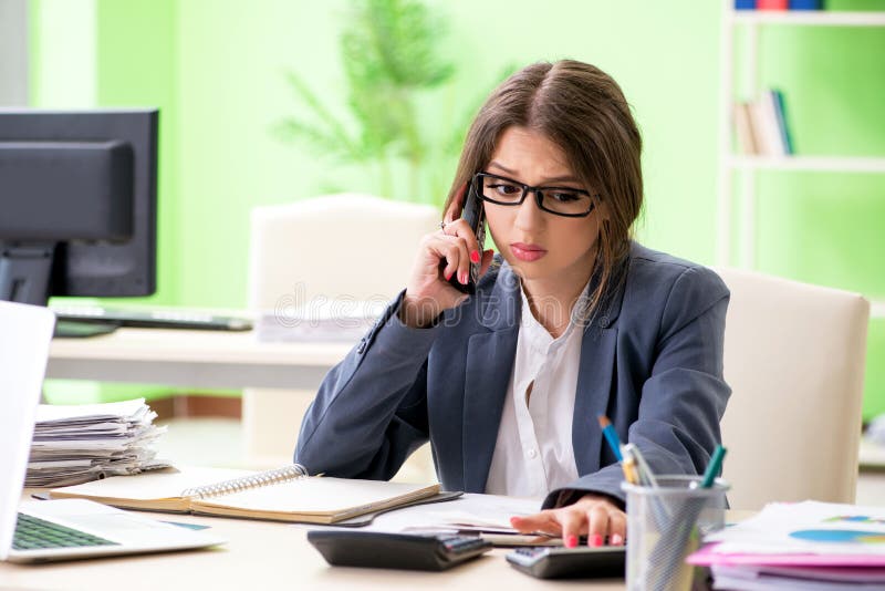 The Female Financial Manager Working in the Office Stock Image - Image ...