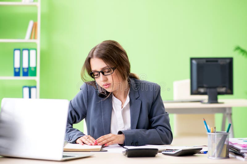 The Female Financial Manager Working in the Office Stock Image - Image ...