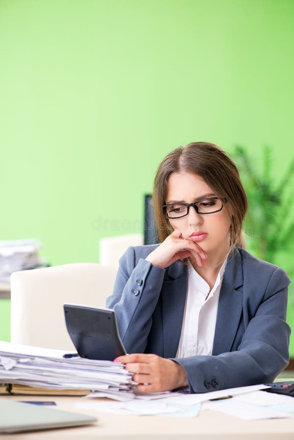 The Female Financial Manager Working in the Office Stock Photo - Image ...