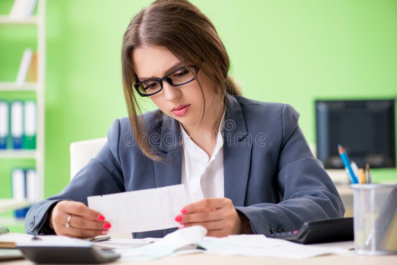 The Female Financial Manager Working in the Office Stock Photo - Image ...