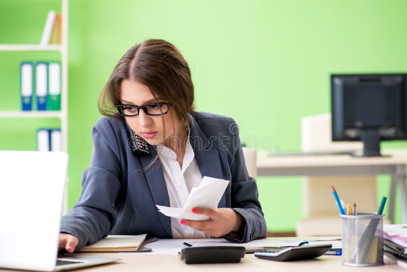 The Female Financial Manager Working in the Office Stock Photo - Image ...