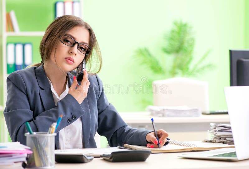 Female Financial Manager Working in the Office Stock Image - Image of ...