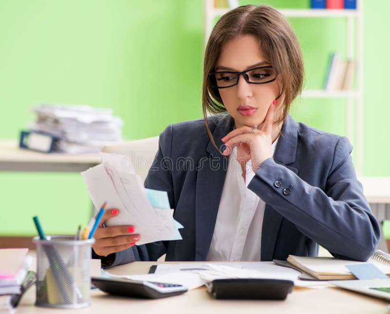 Female Financial Manager Working in the Office Stock Image - Image of ...