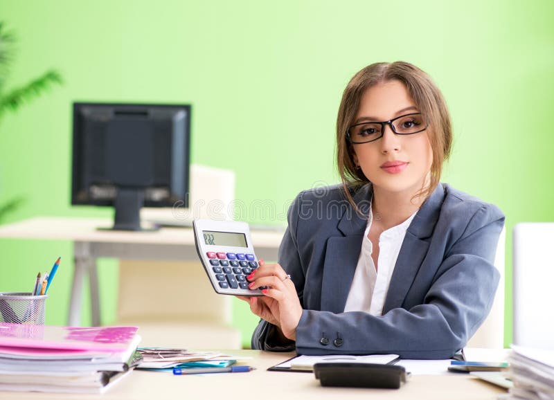 Female Financial Manager Working in the Office Stock Image - Image of ...