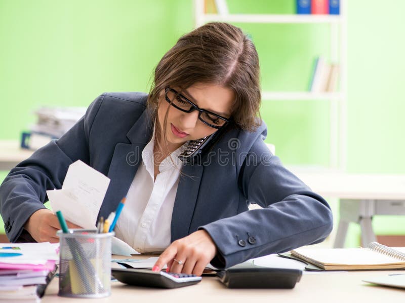 Female Financial Manager Working in the Office Stock Image - Image of ...