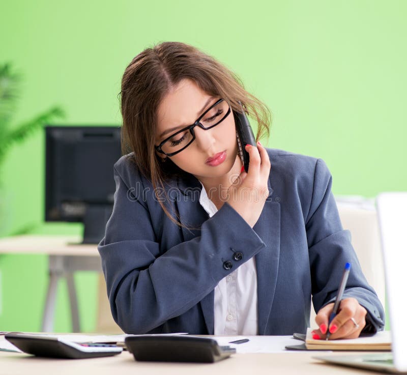 Female Financial Manager Working in the Office Stock Image - Image of ...