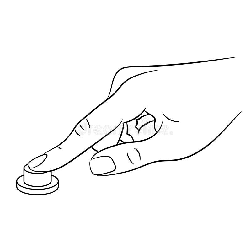 Female FingerÂ press Button Monochrome Illustration Stock Illustration ...