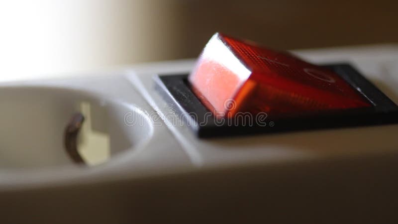 Female Finger Presses the Red on/off Power Button. Close Up Video Stock ...