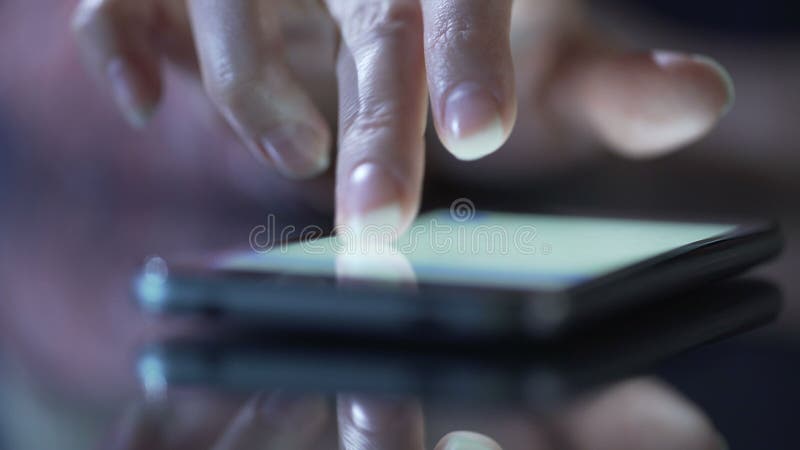 Extreme Closeup Scrolling Social Media On Touchscreen Smartphone Stock ...
