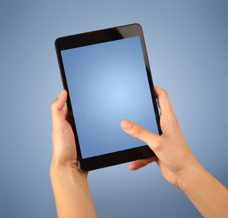 Female hand holding tablet stock photo. Image of mobile - 103441592