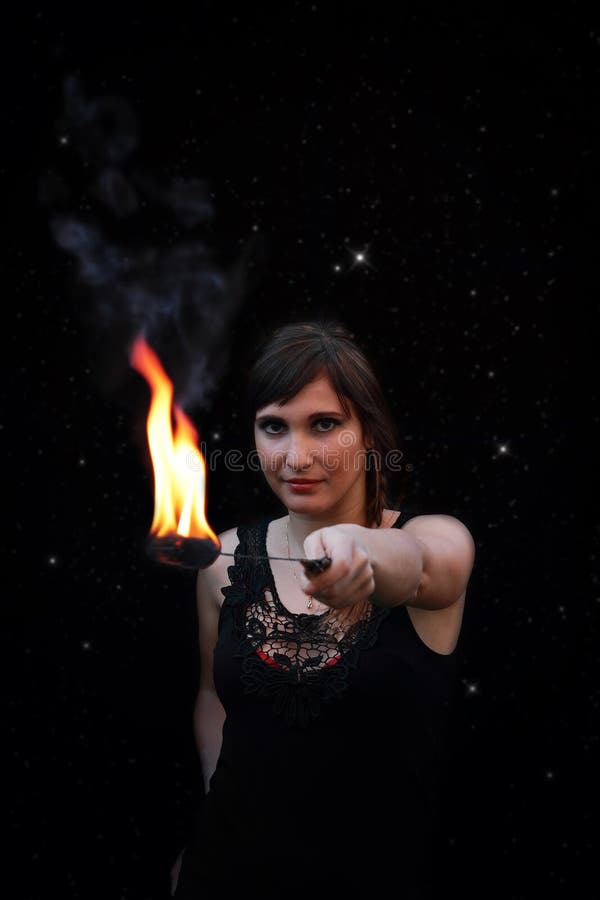 Female fire eater stock image. Image of magic, female - 52735403