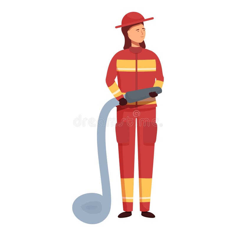 Female Firefighter with Hose Illustration Stock Vector - Illustration ...