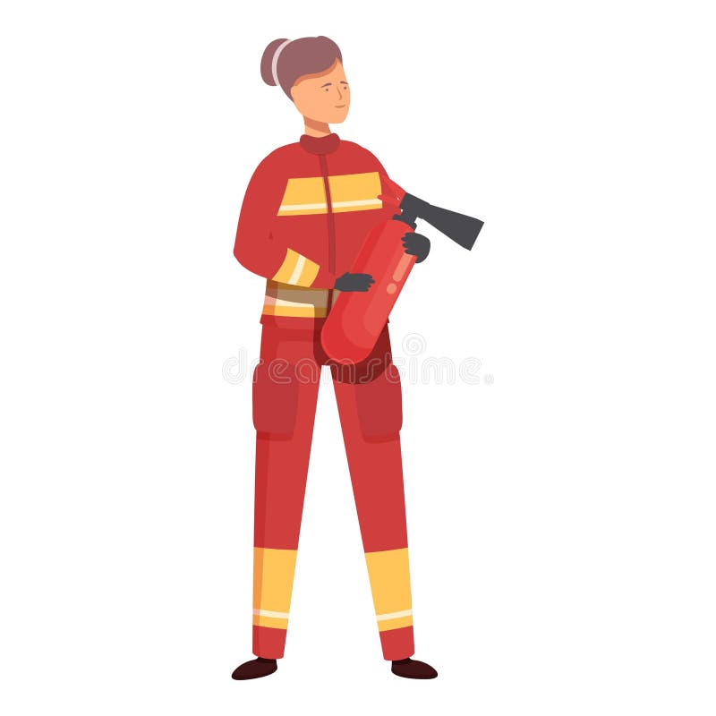 Female Firefighter in Uniform with Ax Stock Vector - Illustration of ...