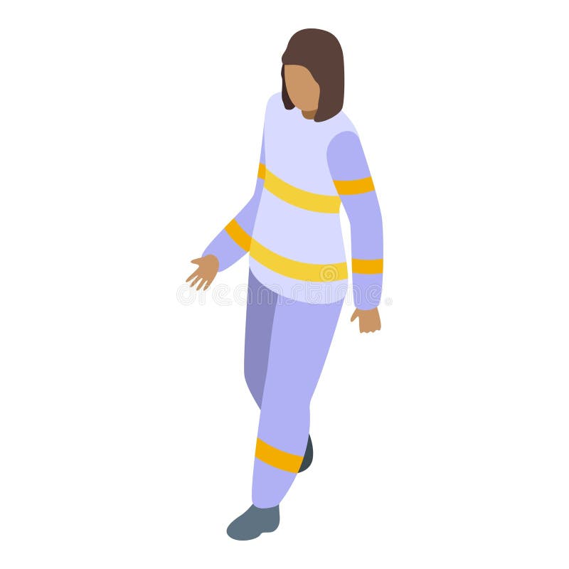 Female Firefighter Walking Wearing Protective Uniform Isometric View ...