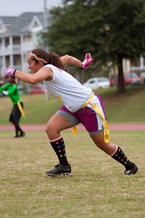Female Flag Football Player Runs Pass Route Editorial Photo - Image of ...