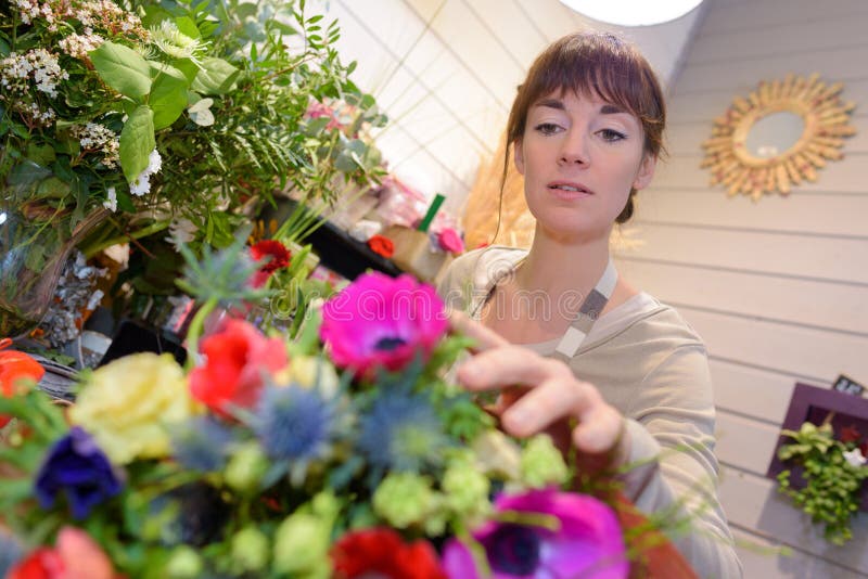 Female Florist Taking Flower Stock Image - Image of trade, business ...