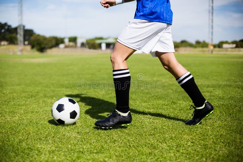 Female Football Player Practicing Soccer Stock Photo - Image of person ...