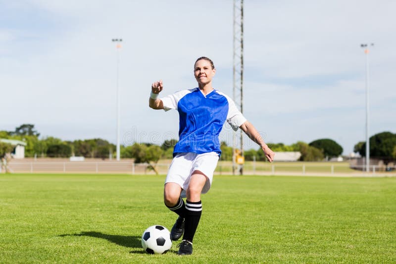 Female Football Player Practicing Soccer Stock Image - Image of ...