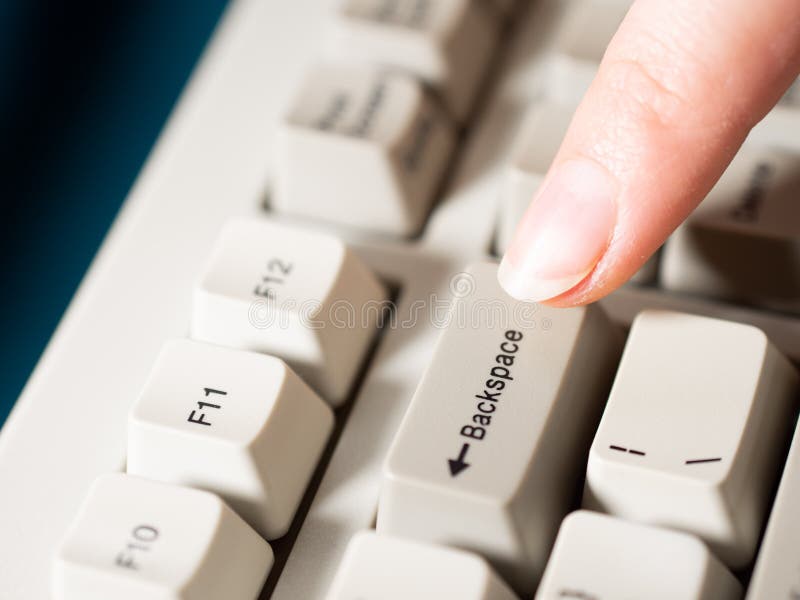 Finger Presses Backspace Key Computer Keyboard Stock Photos - Free ...