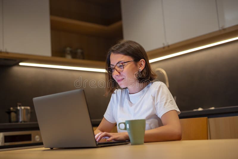 Freelancer Working Late at Night Stock Image - Image of developer ...