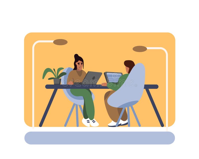 Female Friends Doing Job in Modern Open Space. Concept of Teamwork ...