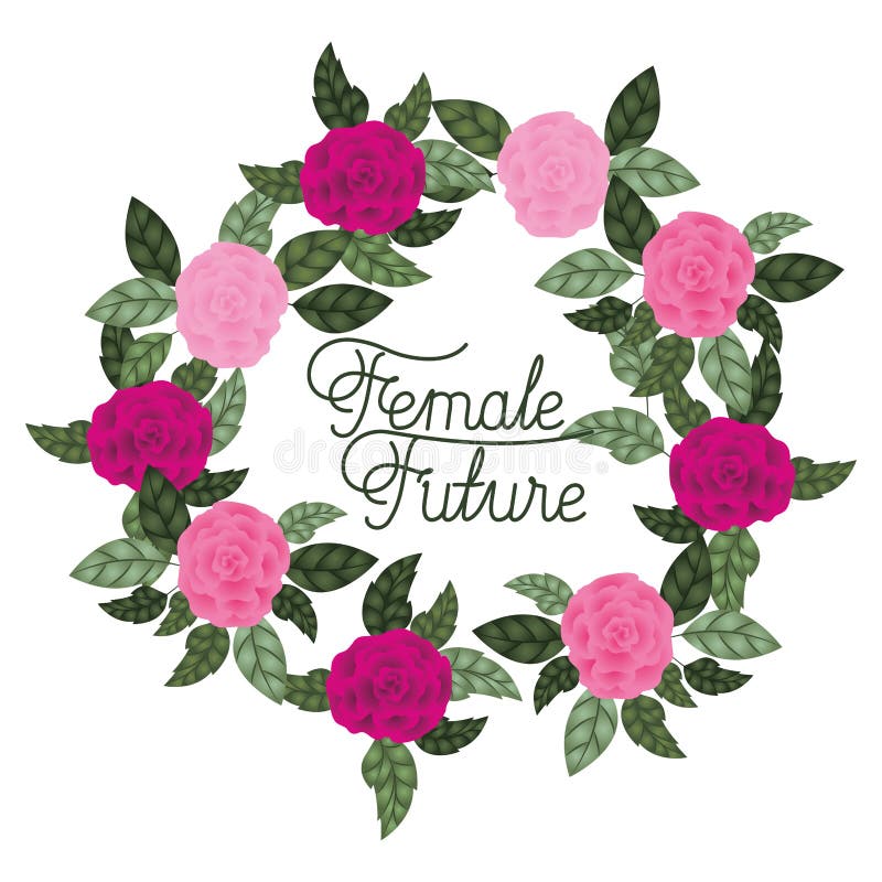 Female Future Label with Roses Frame Icons Stock Vector - Illustration ...