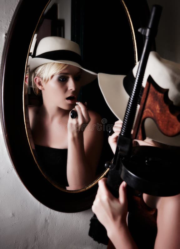 Female gangster stock image. Image of danger, tommy, girl - 11704443