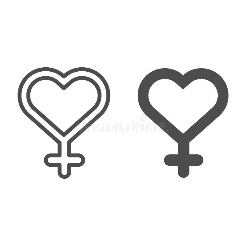 Female Gender Line And Glyph Icon Heart Shaped Woman Gender Sign